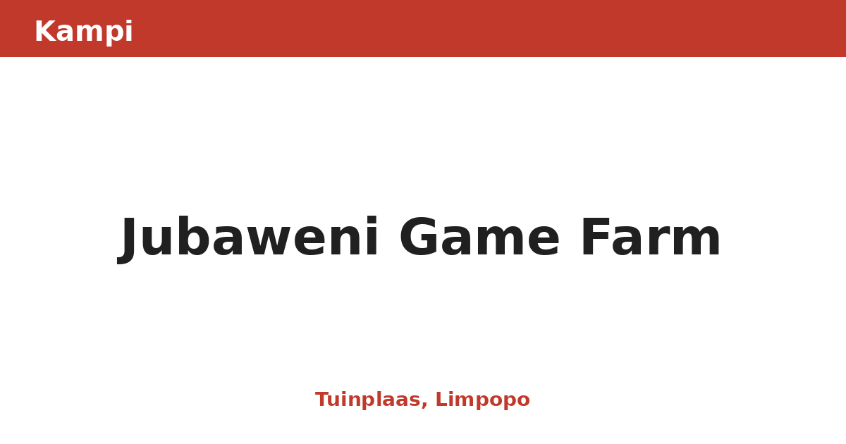 Jubaweni Game Farm Caravan Rental | Kampi